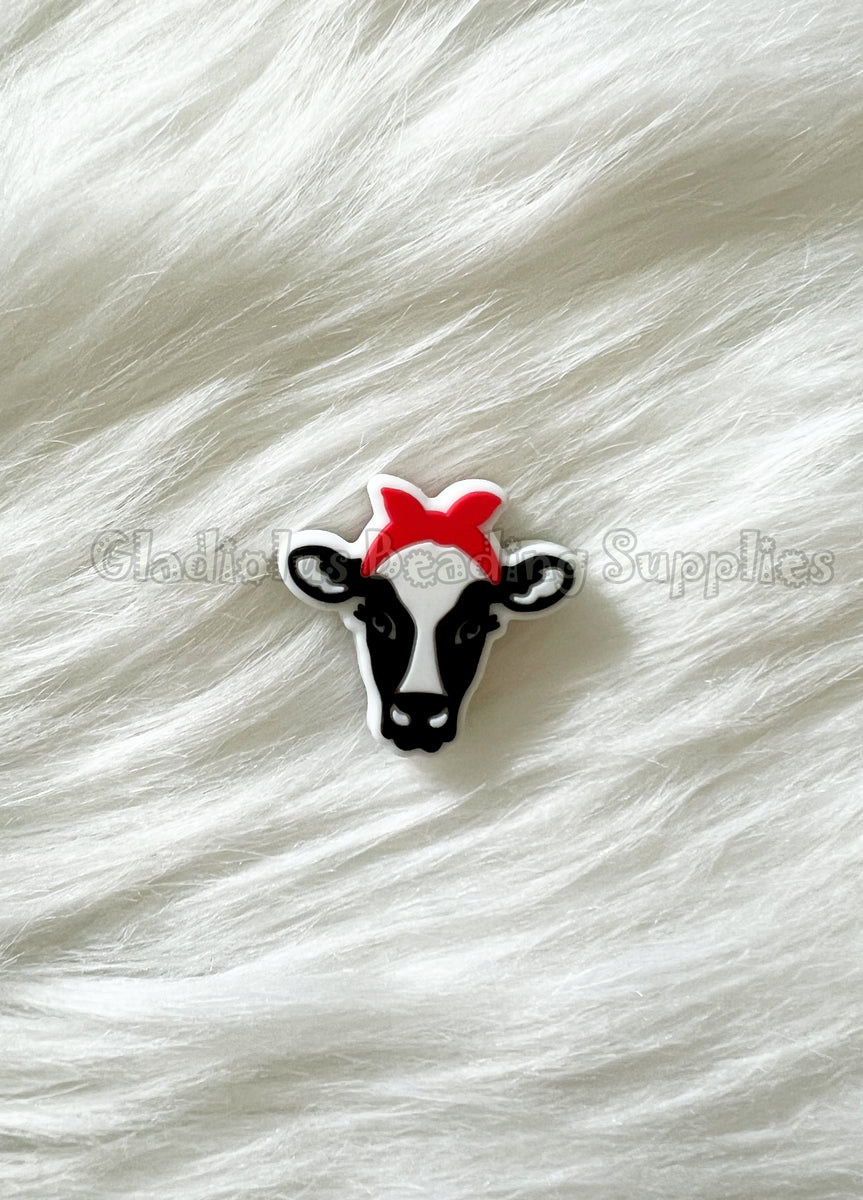 1 Pc 30mm*28mm - Cow With Bandana Beads - Silicone Beads - Focal Beads ...