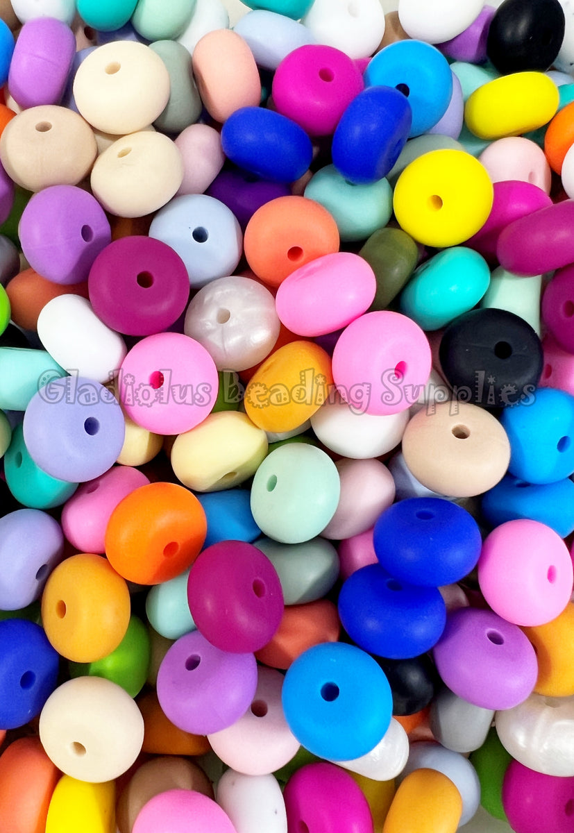 14mm Abacus Mixed Assorted Solid Color Beads, Silicone Bead – Gladiolus ...