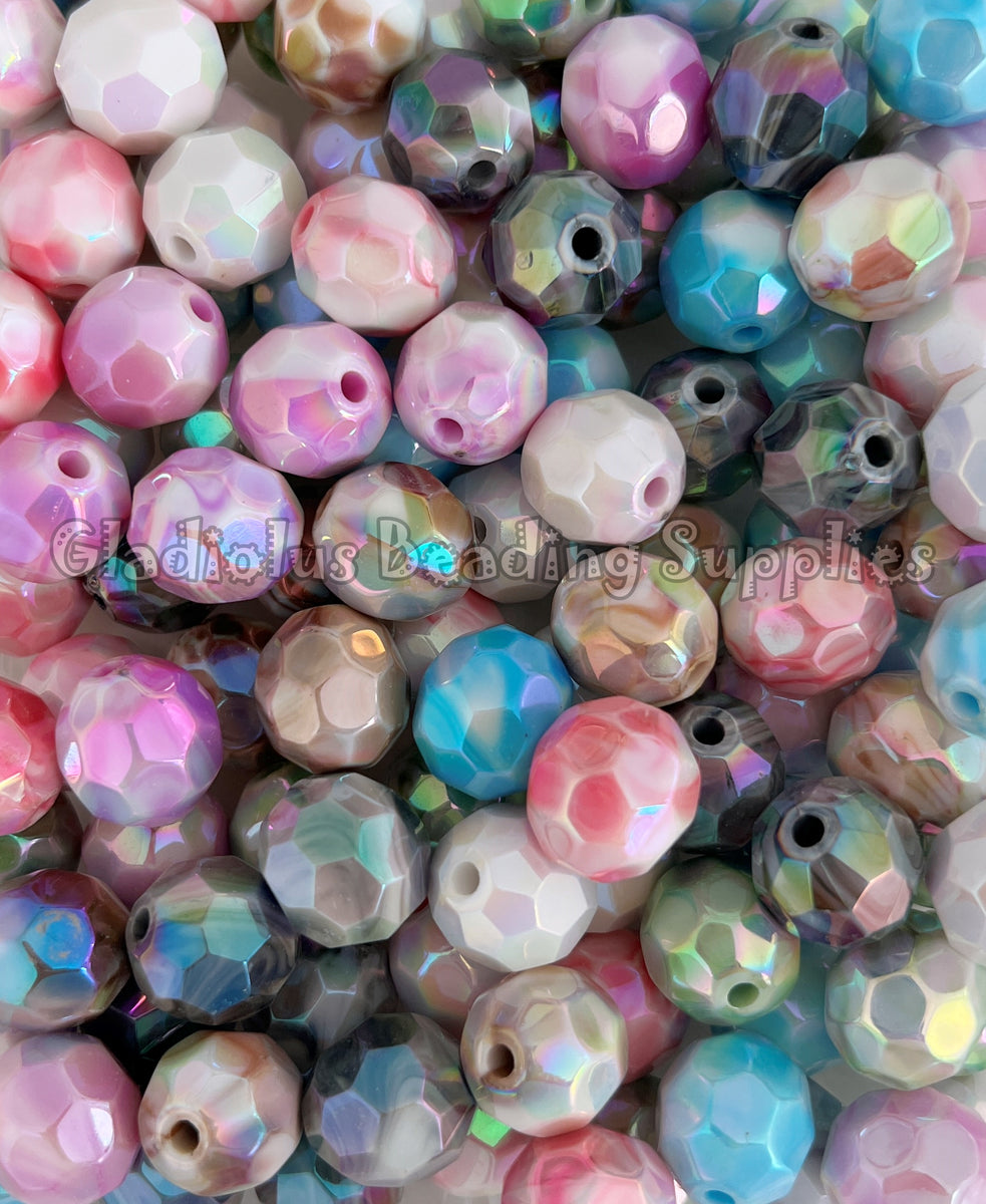 16mm Faceted Mixed Beads - Acrylic Beads - Bubblegum Beads - Chunky Be ...
