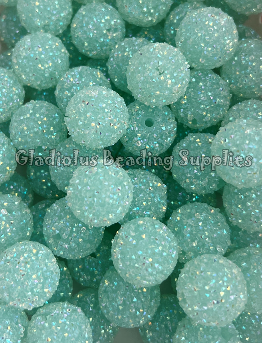 20mm Mint Sugar Rhinestone Beads - Acrylic Beads - Bubblegum Beads - C ...