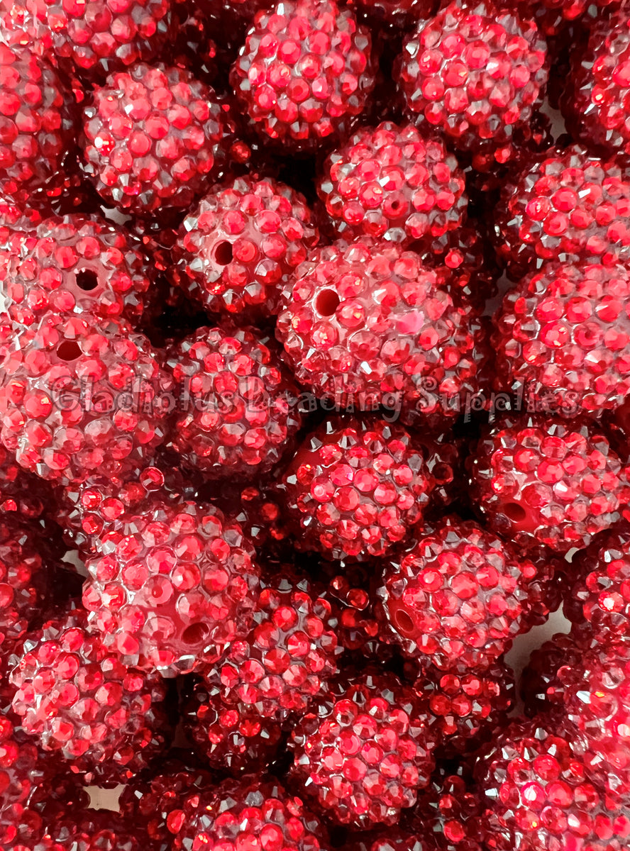 20mm Red Rhinestone Beads - Acrylic Beads - Bubblegum Beads - Chunky B ...